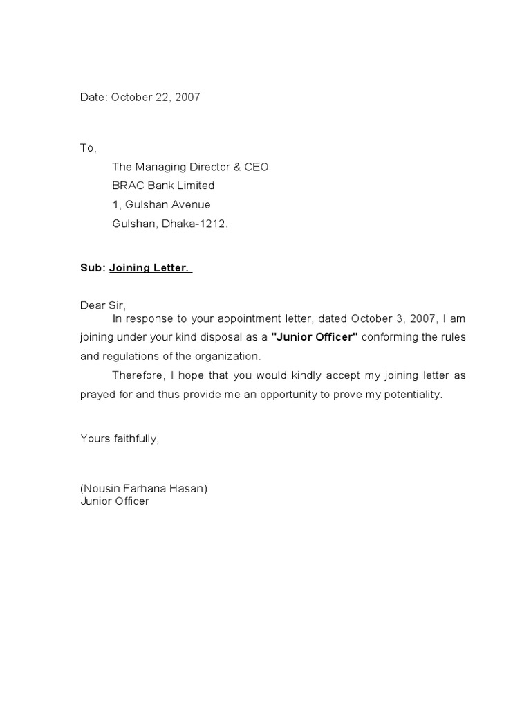 Joining Letter Nousin | PDF