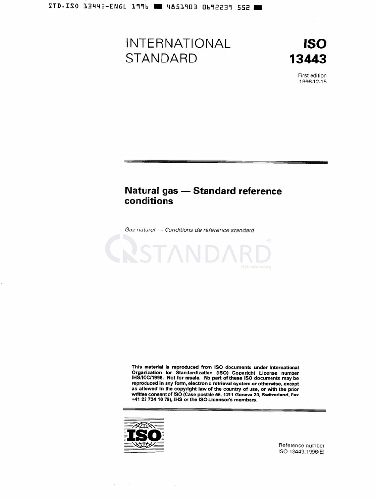 ISO 13443 - 1996 - Ocred | PDF | Gases | Pressure