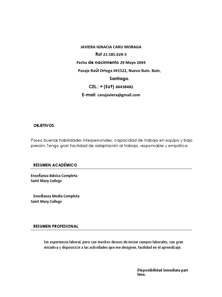 Javiera Curriculum 2 | PDF