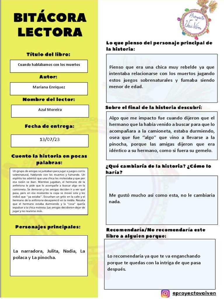 Bitácora de Lectura | PDF