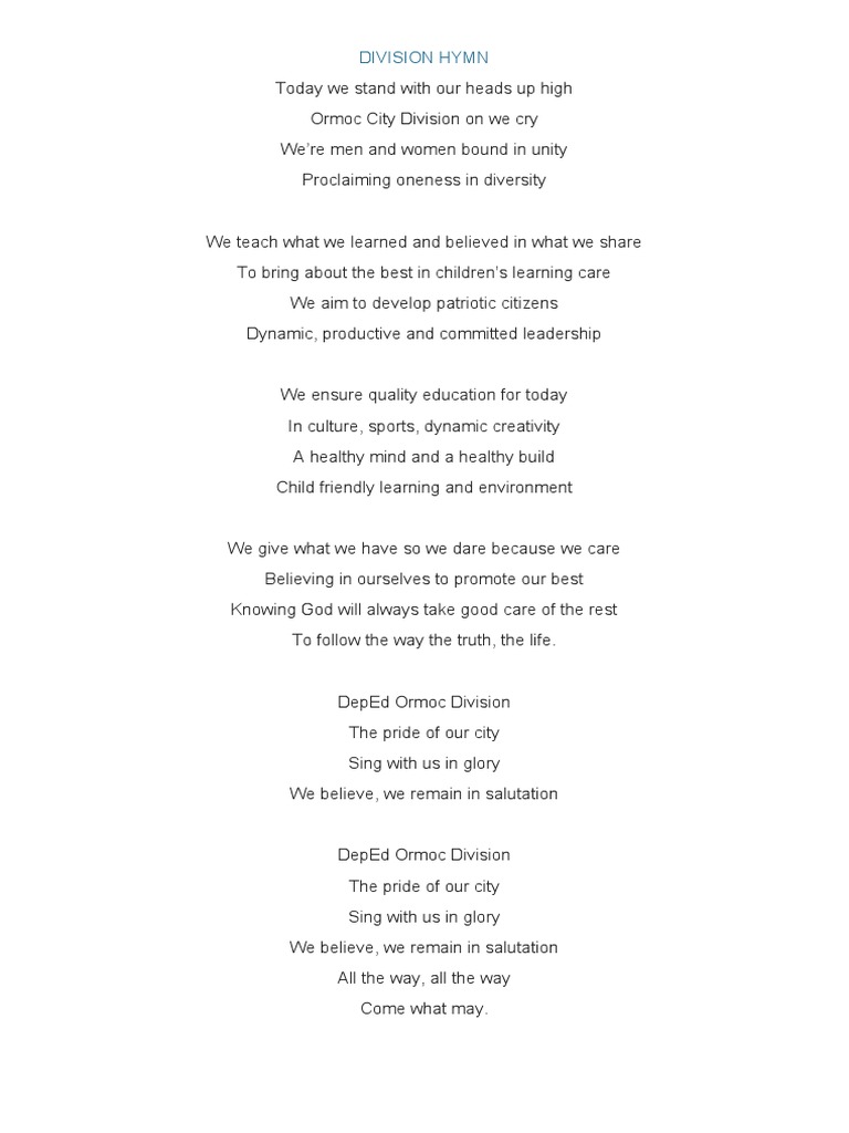 Division Hymn Lyrics | PDF