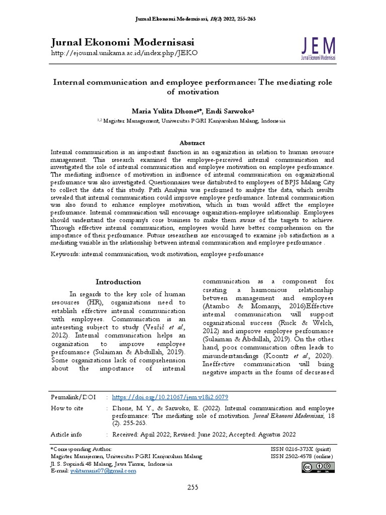 Internal Communication's Impact on Performance | PDF | Motivation ...
