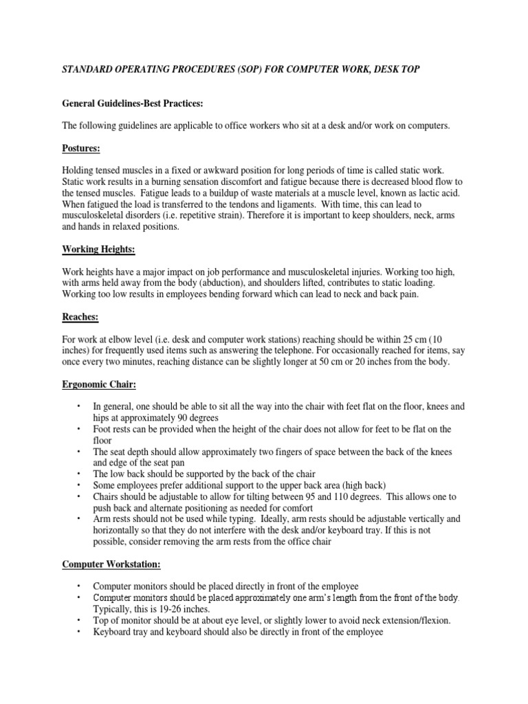 Sop Computer Work 1 36 Pdf Musculoskeletal System Human Anatomy 