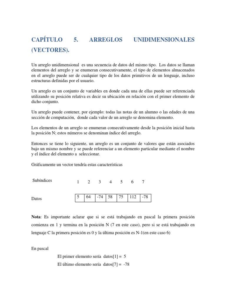 Capítulo V Vectores | PDF | Lenguaje de programación | Ingeniería de ...