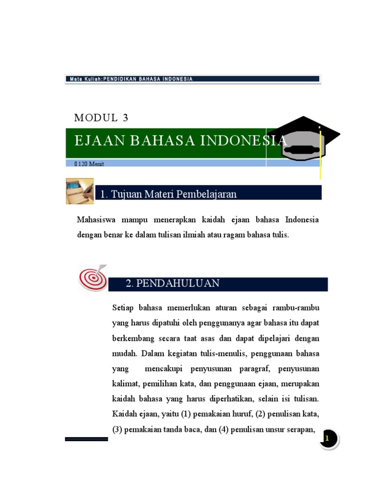 Modul 3 Ejaan Bahasa Indonesia | PDF