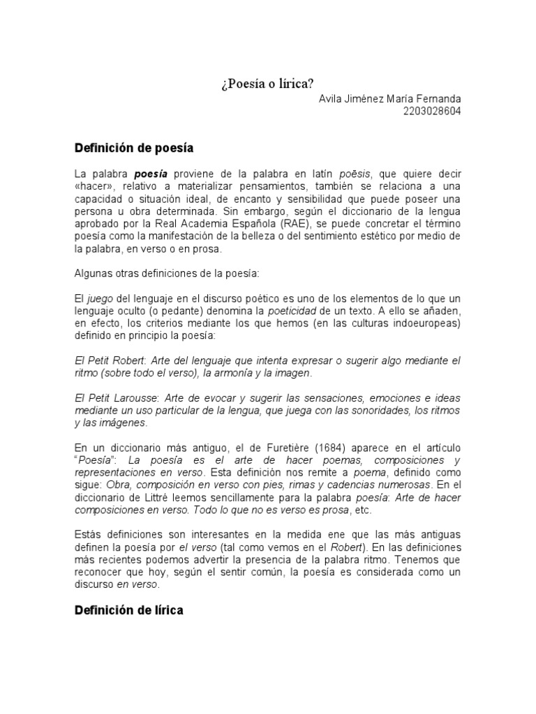 Definición Del Género de La Poesía Lírica | PDF | Poesía