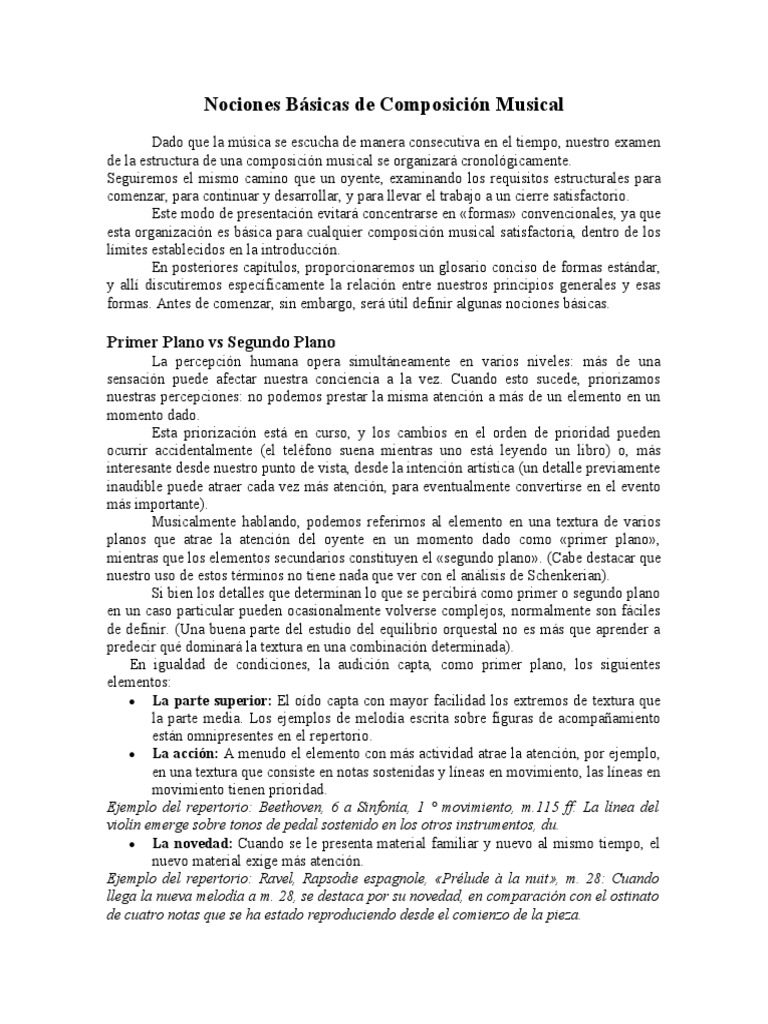 Nociones Básicas Composición Musical | PDF | Ritmo | Melodía