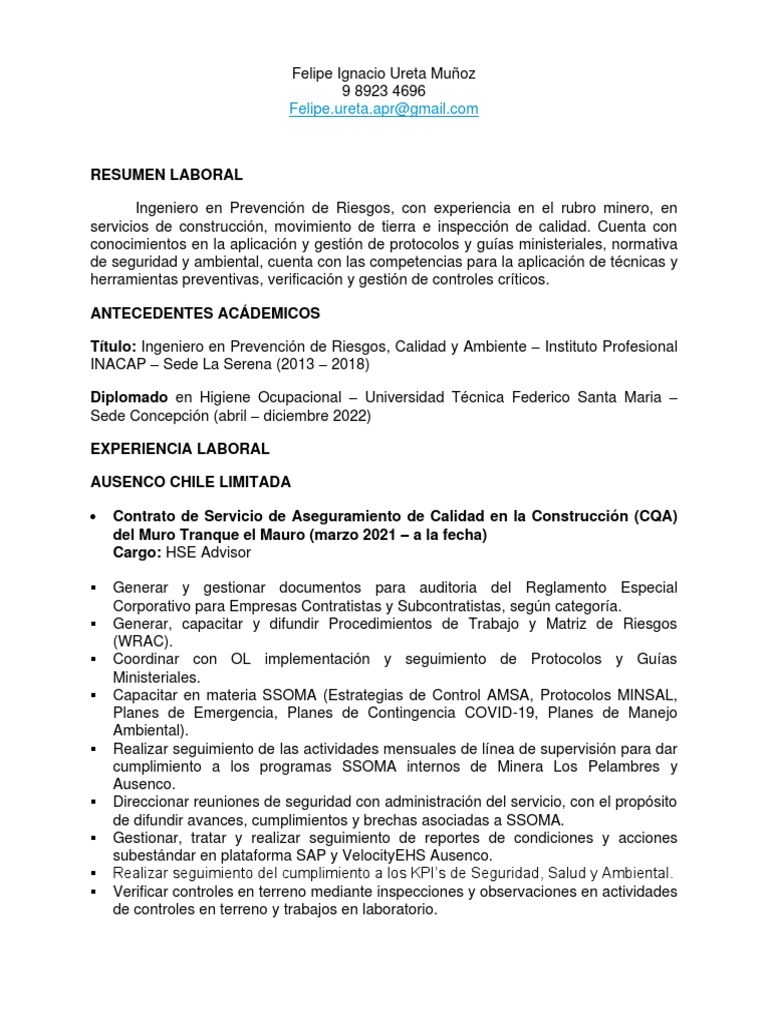 CV 2023 - Felipe Ureta | PDF