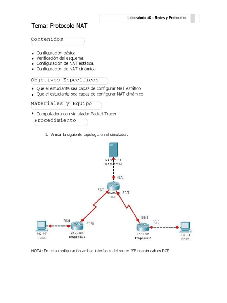 Laboratorio NAT | PDF | Dirección IP | Enrutador (Computación)