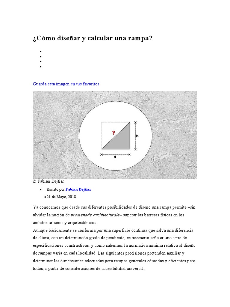 ¿Cómo diseñar y calcular una rampa | PDF | Metro | Pendiente