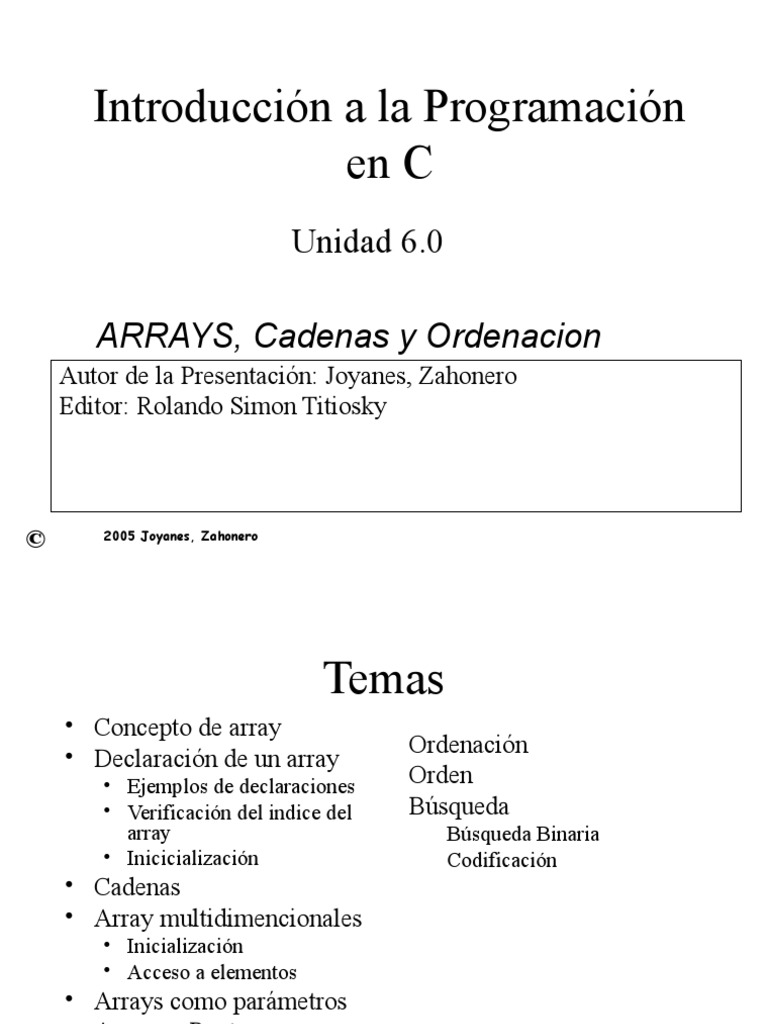 Informatica 6.arrays y Cadenas | PDF | Puntero (Programación de ...