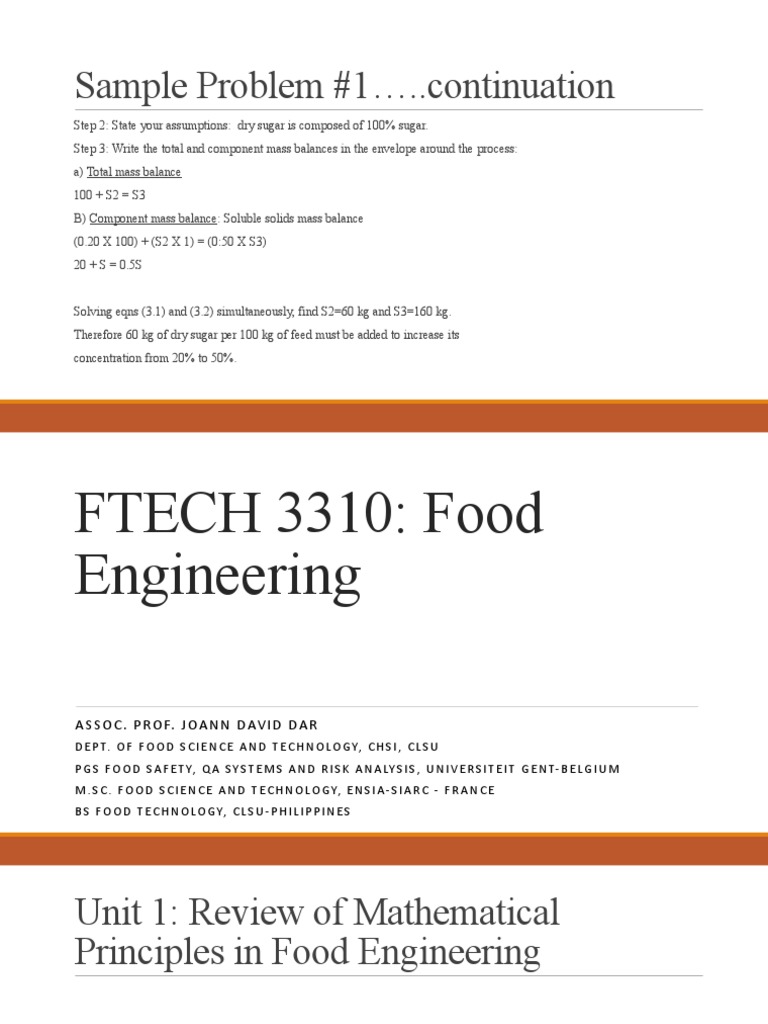 FTECH 3310 Food Engg Lecture 1 | PDF | Solubility | Juice