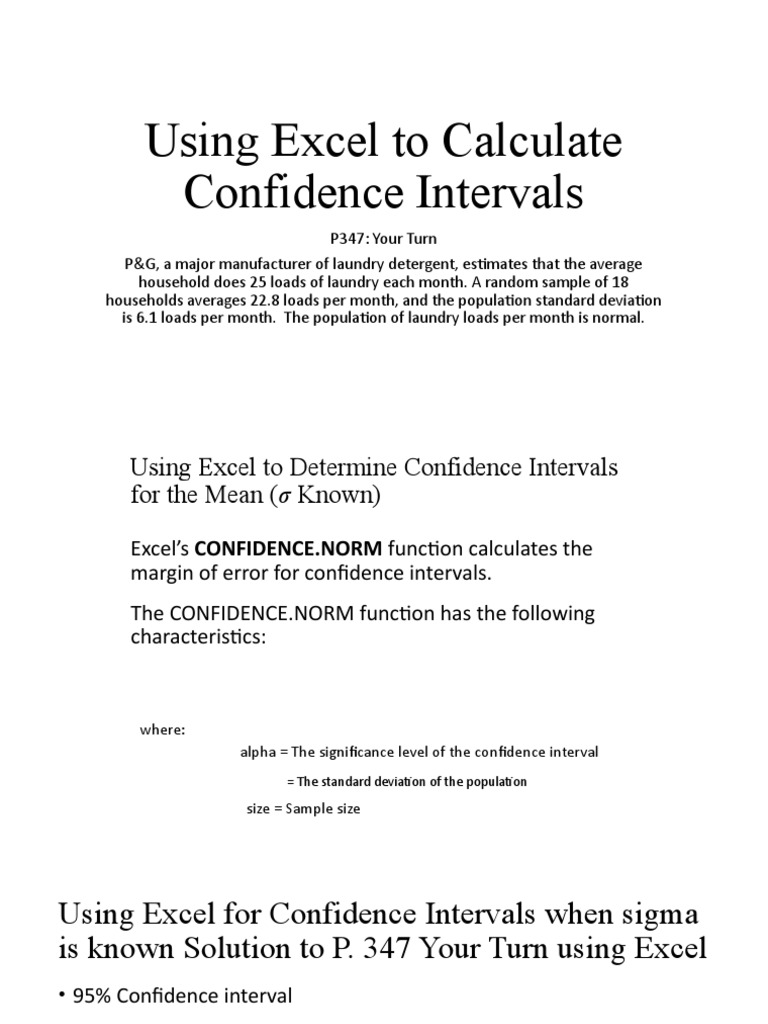 Using Excel To Calculate Confidence Intervals | PDF | Standard Deviation | Sample Size Determination