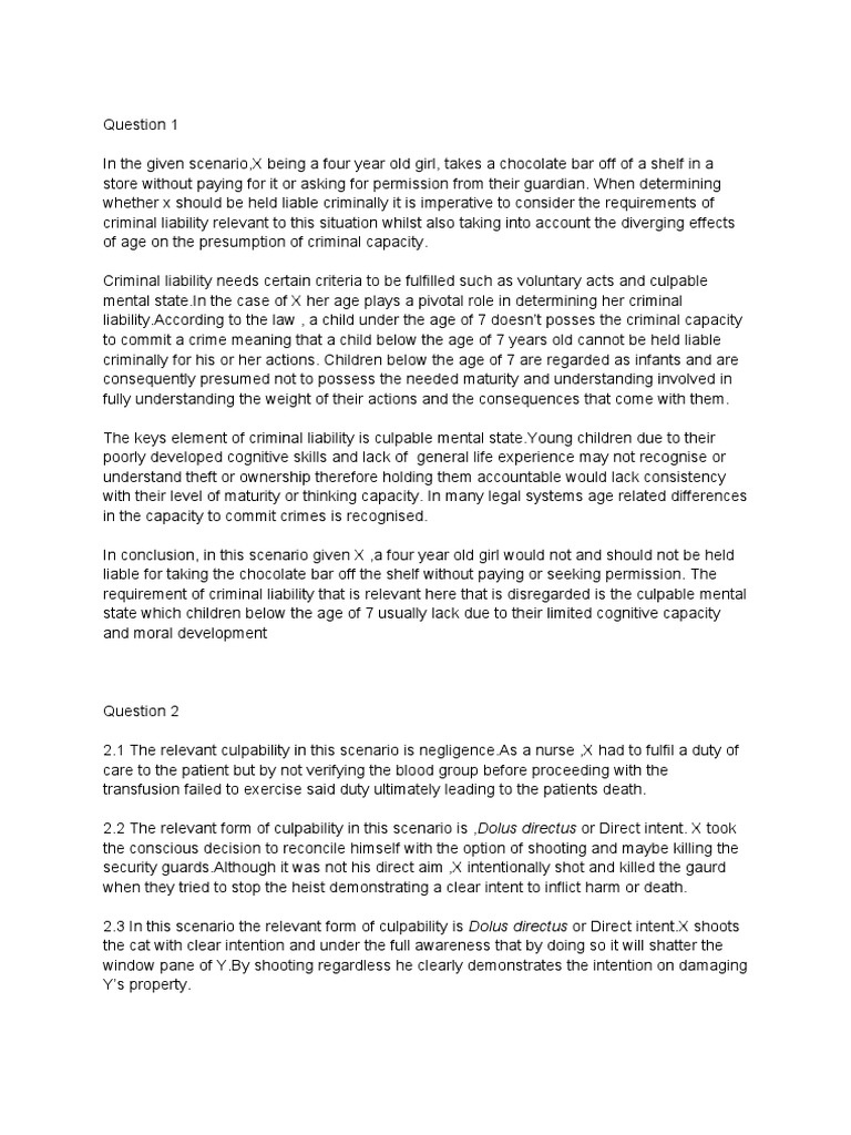 Criminal Law Assignment 1 | Download Free PDF | Legal Liability ...
