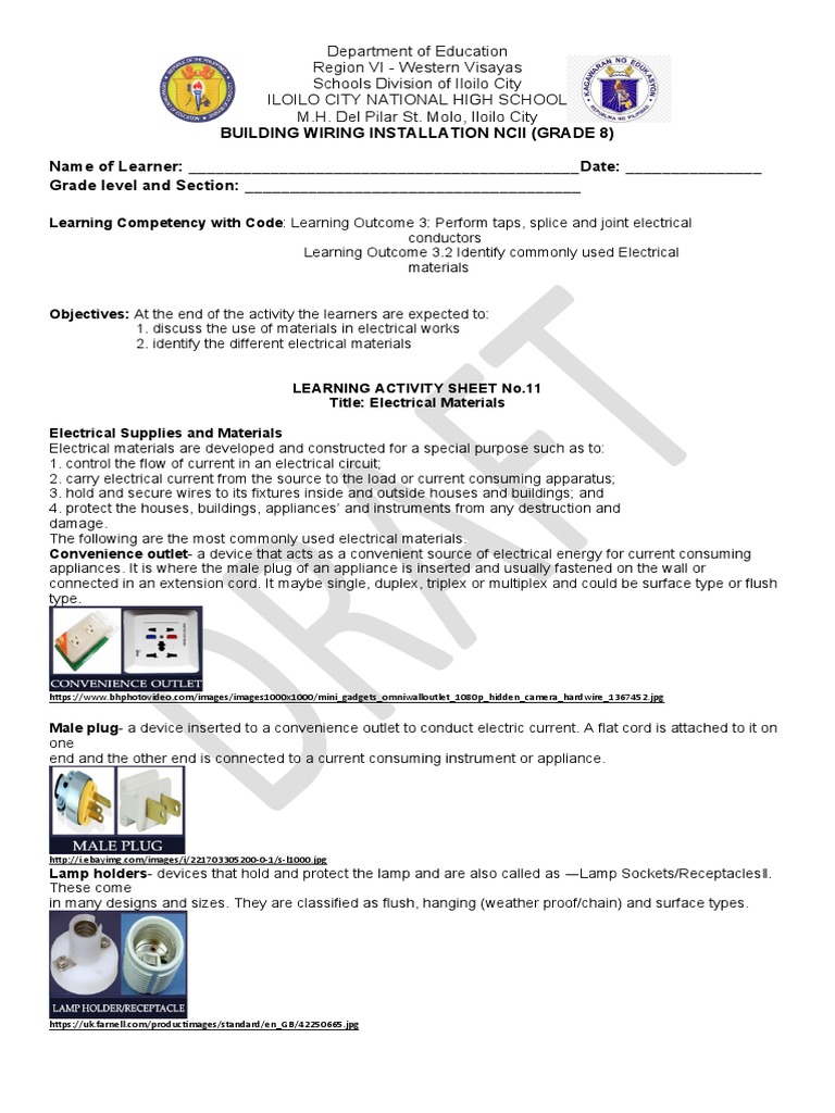 Electrical Materials for Wiring Installation | PDF | Electrical Wiring ...