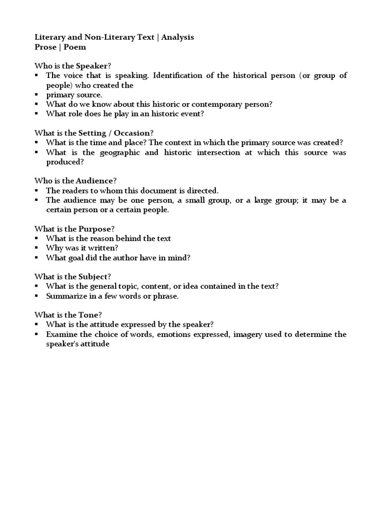 Literary & Non-Literary Text Analysis | PDF
