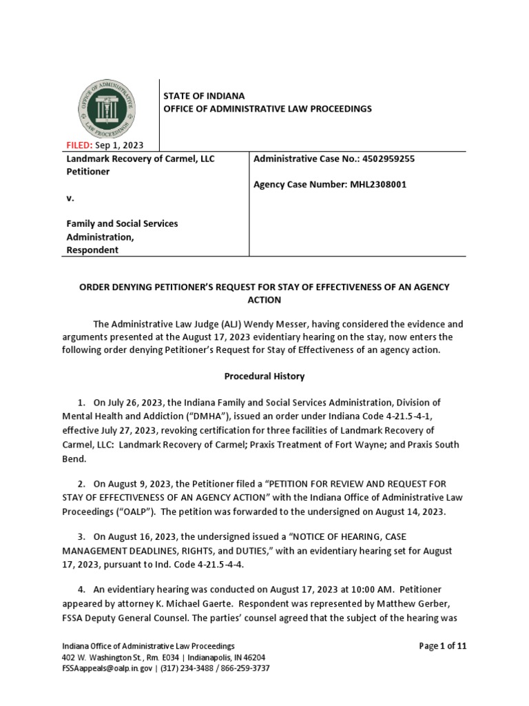 2023-09-01 Order On Petitioner's Request For Stay | PDF | Justice ...