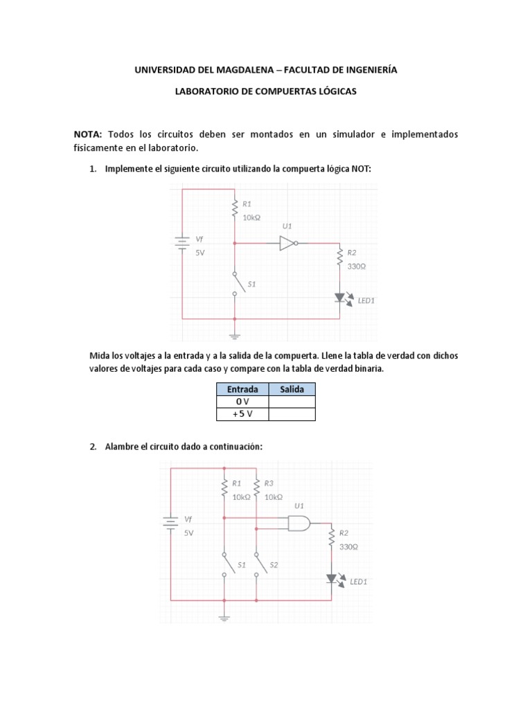Lab Compuertas Lógicas | PDF | Puerta lógica | Diseño electronico