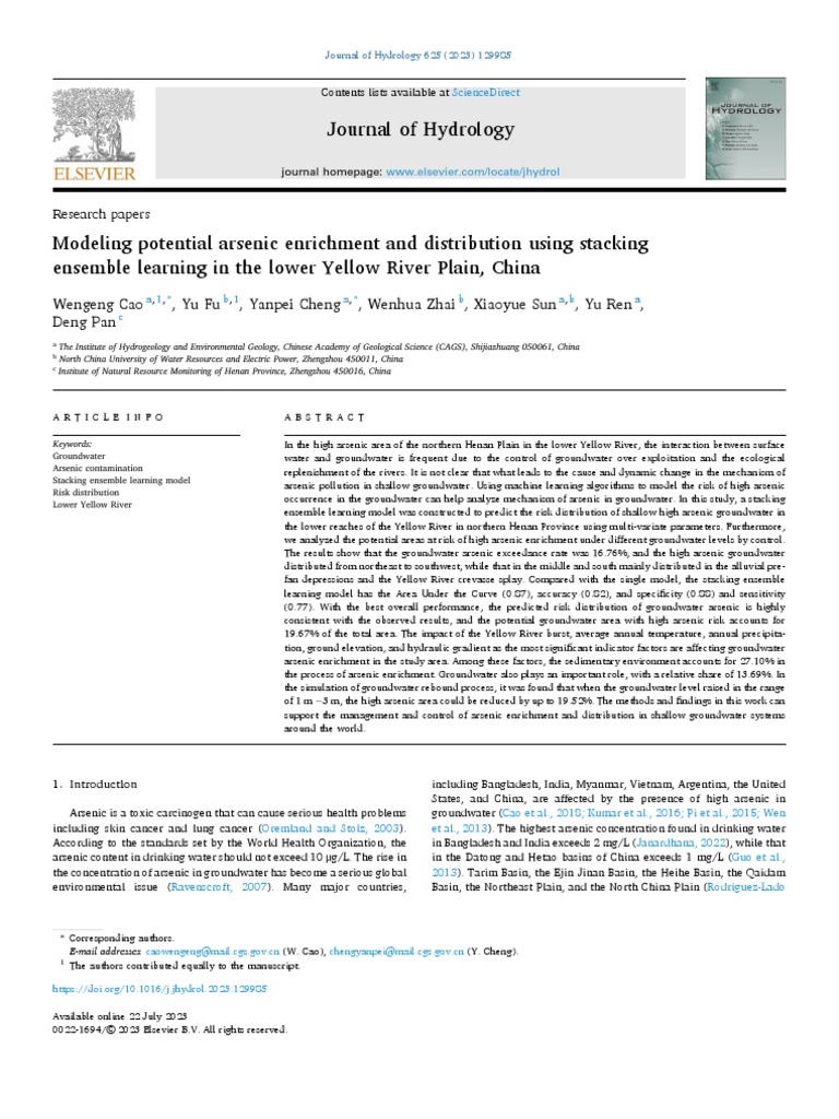 Modeling Potential Arsenic Enrichment and Distribution Using Stacking ...