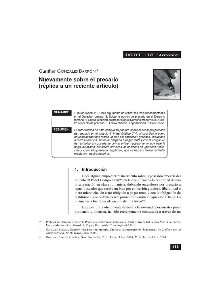 Análisis del concepto de precario en Derecho | PDF | Filosofía | Derecho