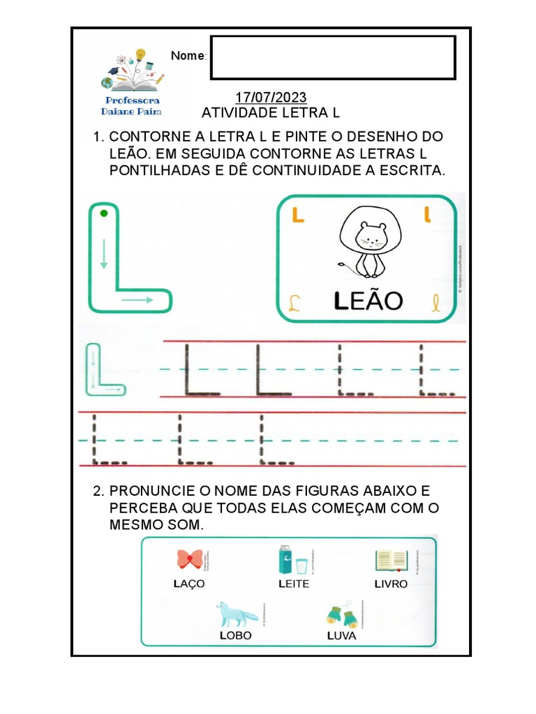 Atividade Letra L | PDF