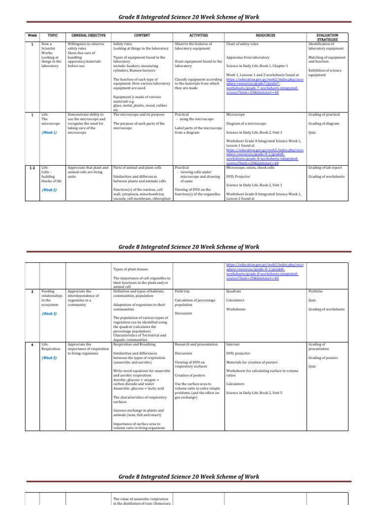 Grade 8 - Integrated Science Consolidated Curriculum | PDF | Chemistry ...
