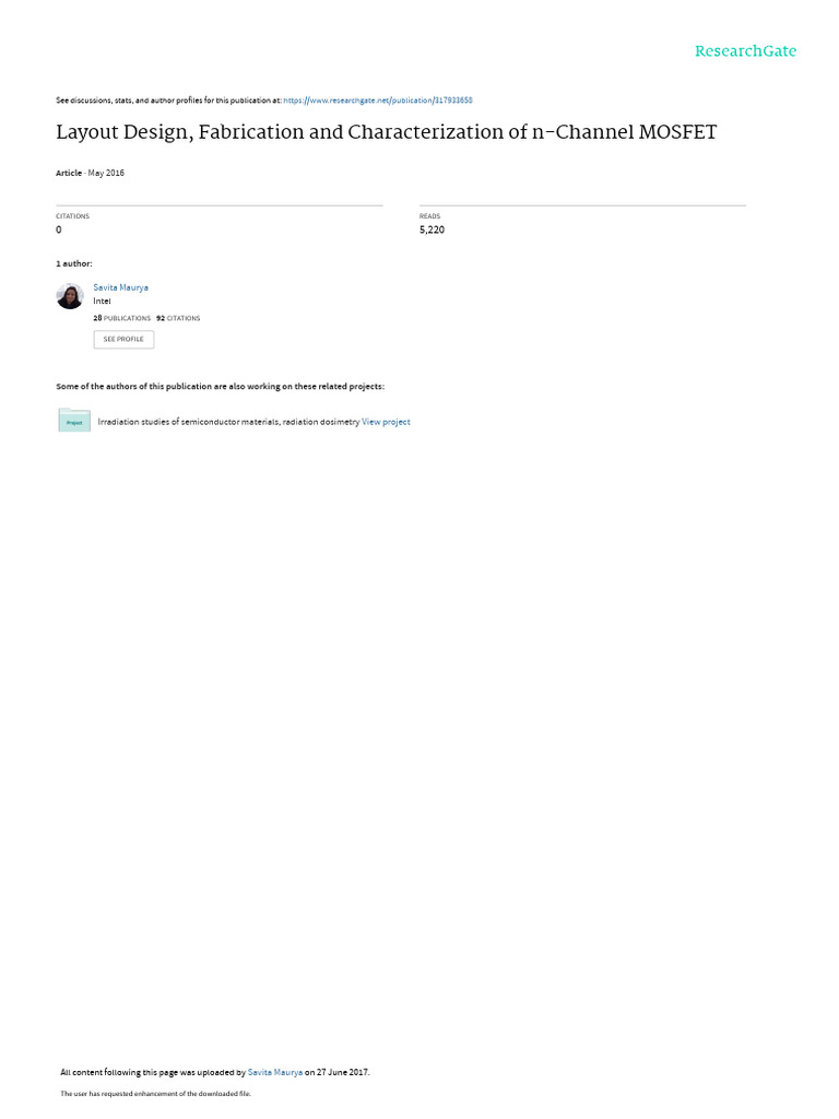 MOSFET Design & Fabrication Guide | PDF | Mosfet | Field Effect Transistor