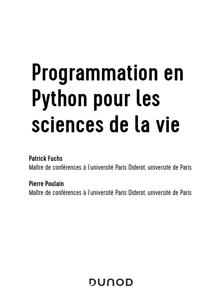 Python pour les sciences de la vie | PDF | Python (Langage de programmation) | Variable ...