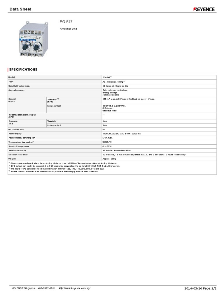 EG-547 Amplifier Unit Specifications | PDF | Bipolar Junction ...
