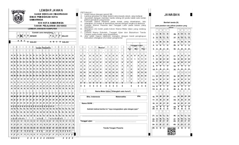 LJK Ujian Sekolah | PDF