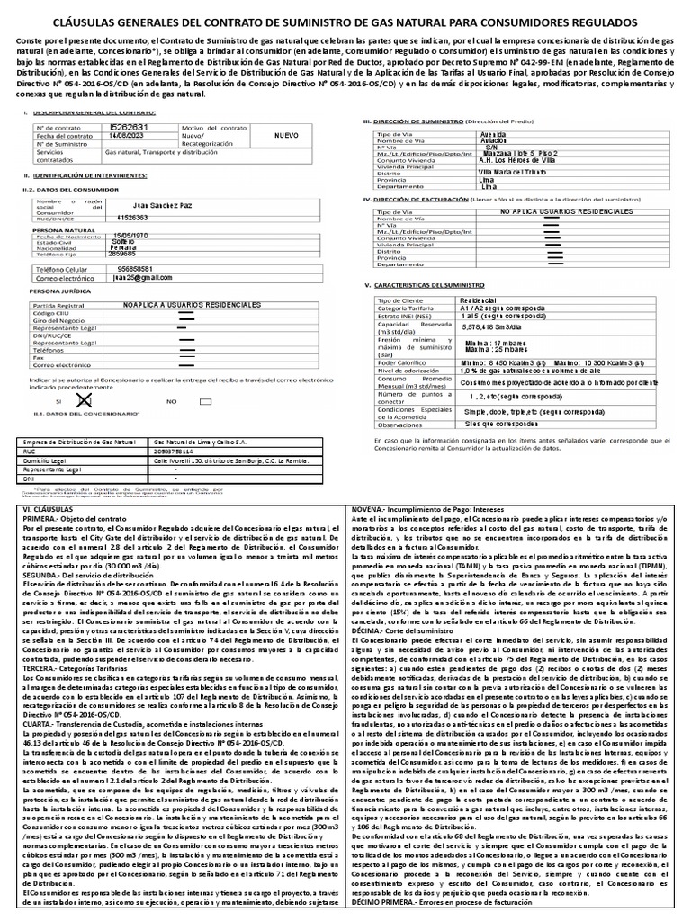 Modelo de Llenado - Cláusulas Generales Del Contrato de Suministro de ...