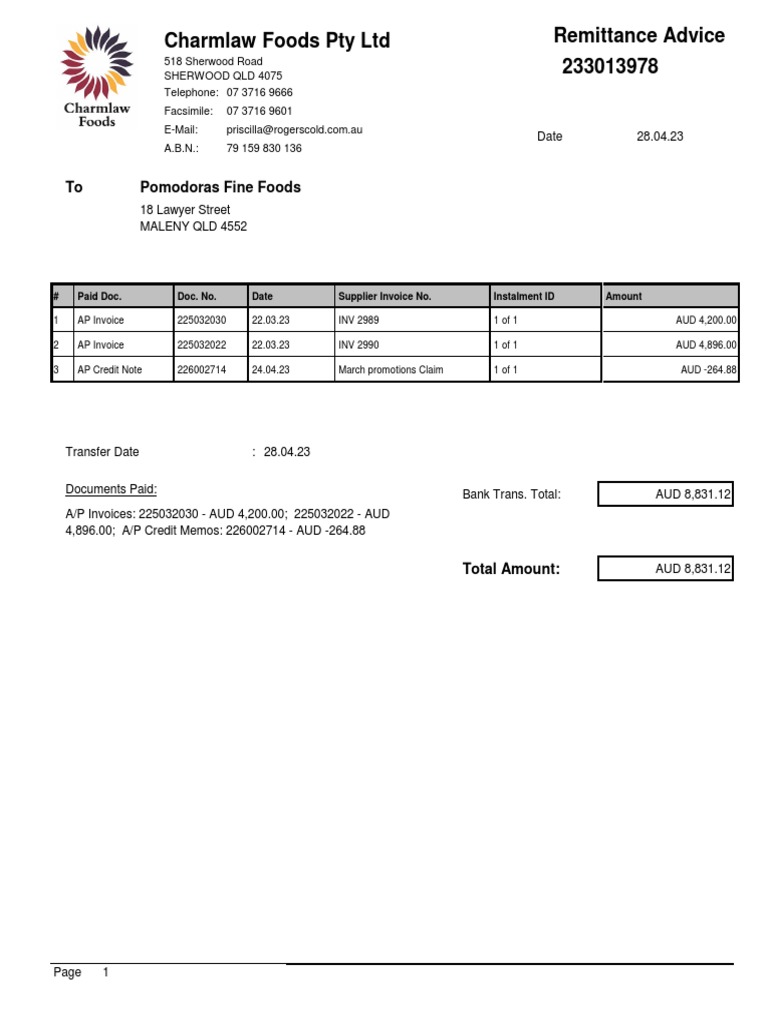 Remittance Advice | PDF