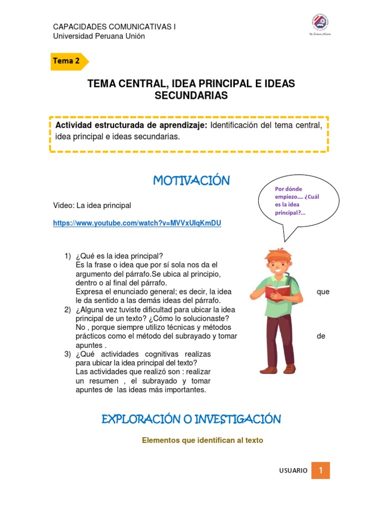 Tema 2 - Tema Central, Idea Principal y Secundarias | PDF | Virus ...