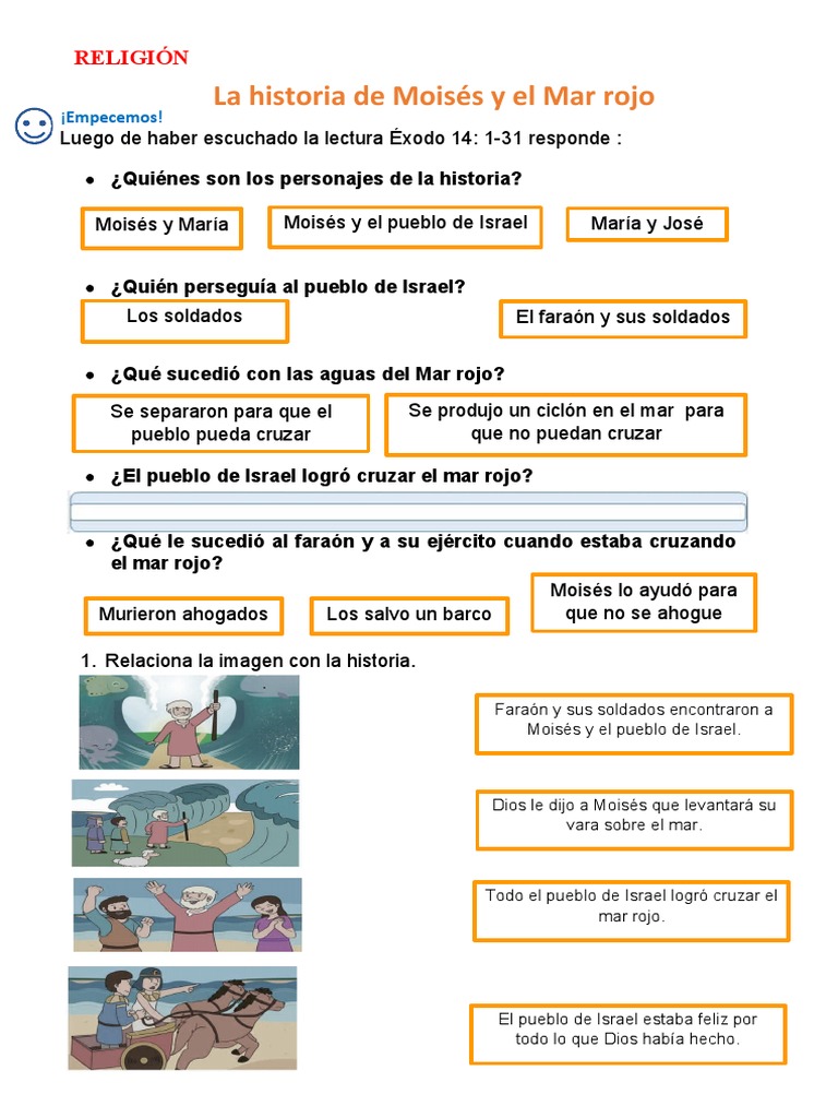 D4 A2 FICHA REL. La Historia de Moisés y El Mar Rojo | PDF
