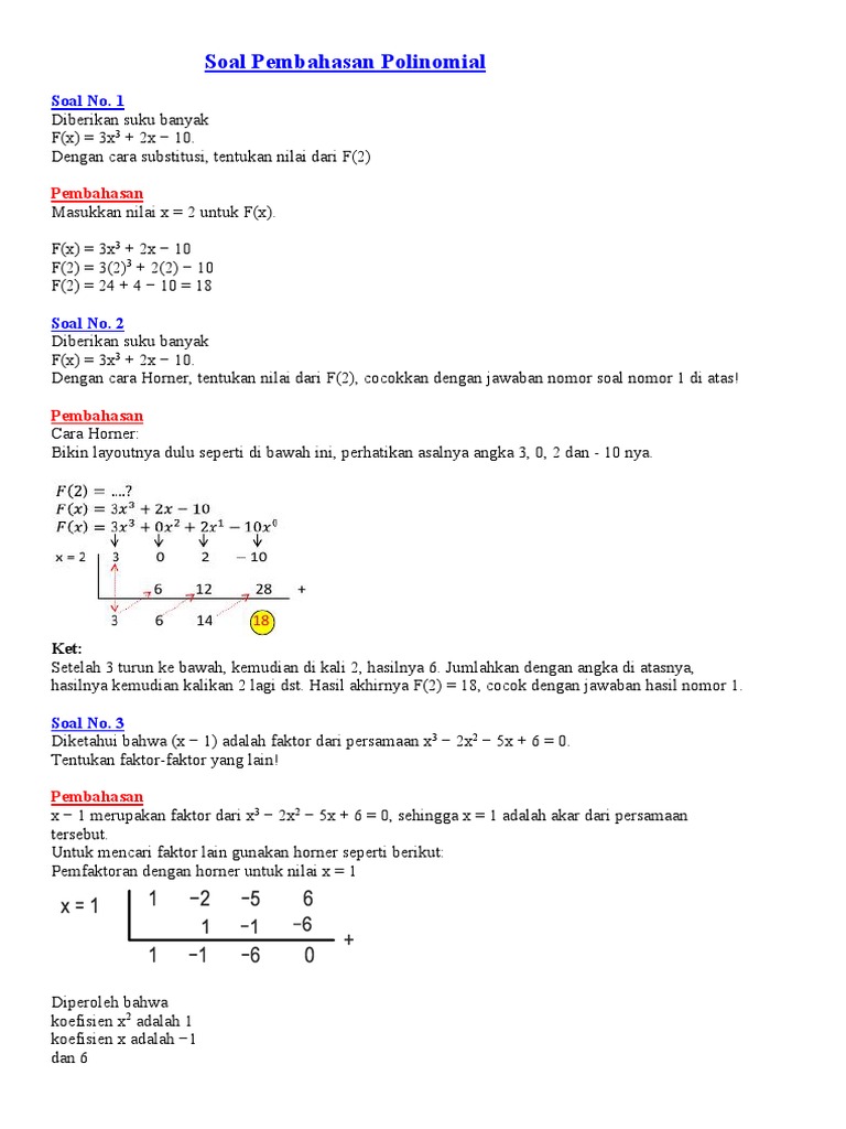 Soal Pembahasan Polinomial | PDF