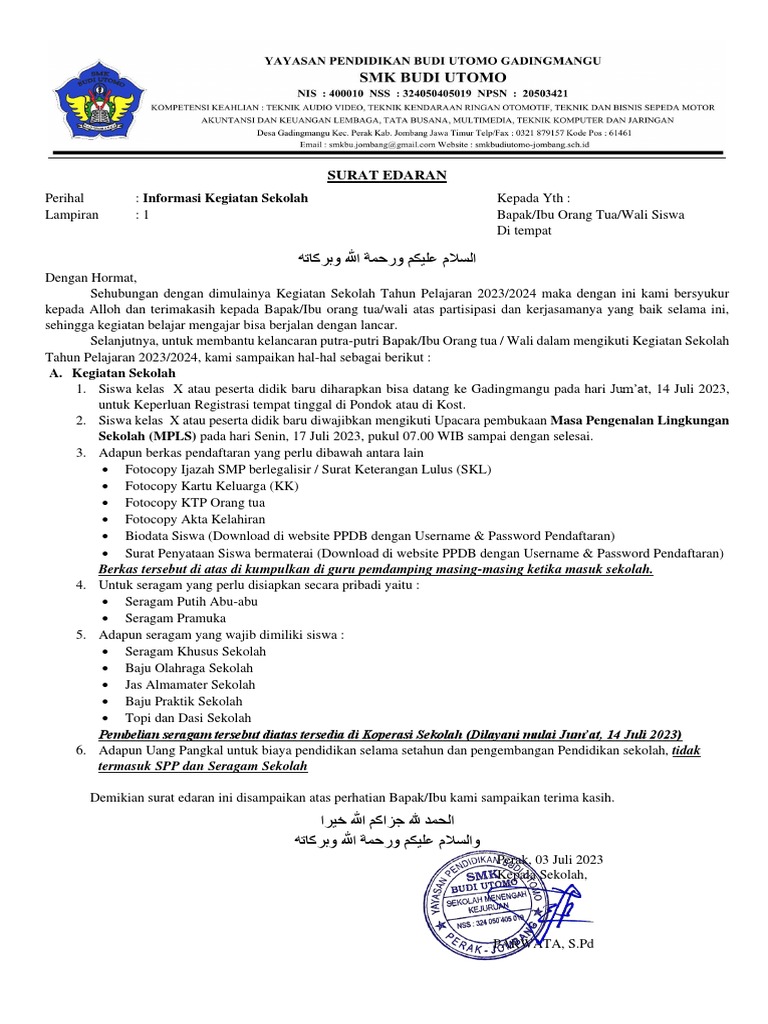 SURAT EDARAN MPLS 2023-2024 Rev | PDF SURAT EDARAN MPLS 2023-2024 Rev | PDF
