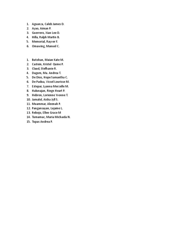 Lists of Grade 6 | PDF