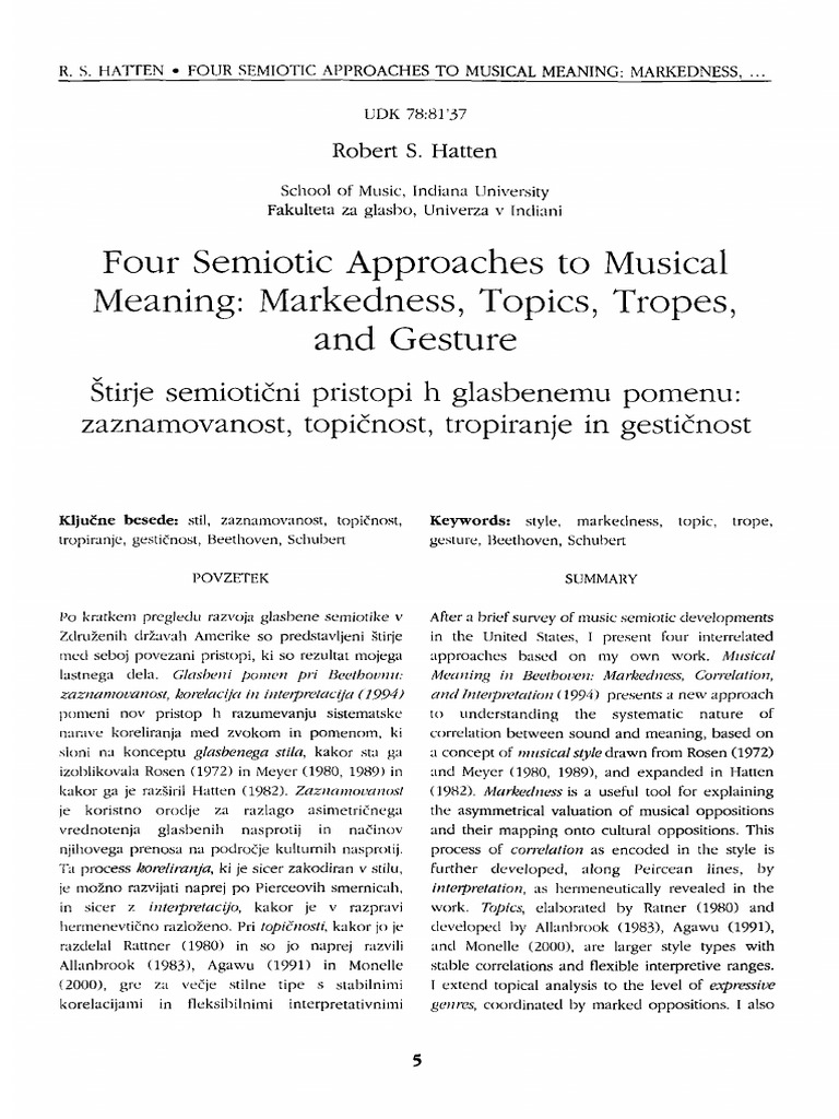Four Semiotic - Approaches - To - Musical - Mean | PDF | Semiotics | Cognitive Science