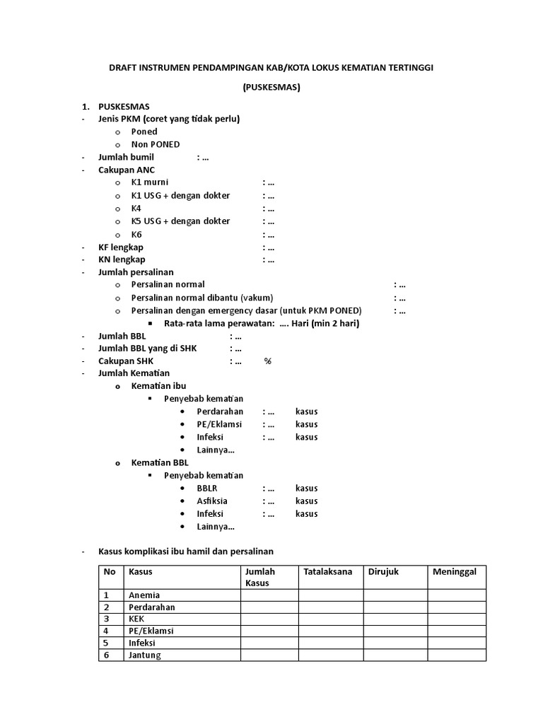 Draft Instrumen Pendampingan Kab | PDF