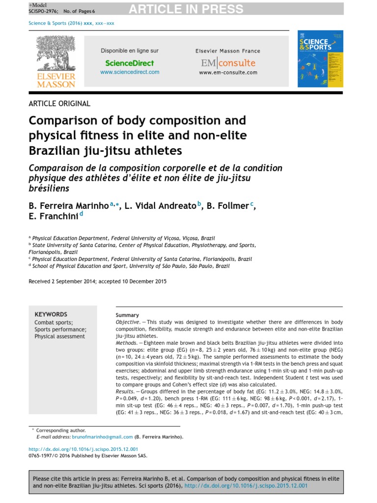 Comparison of Body Composition and Physical Tness in Elite and Non ...