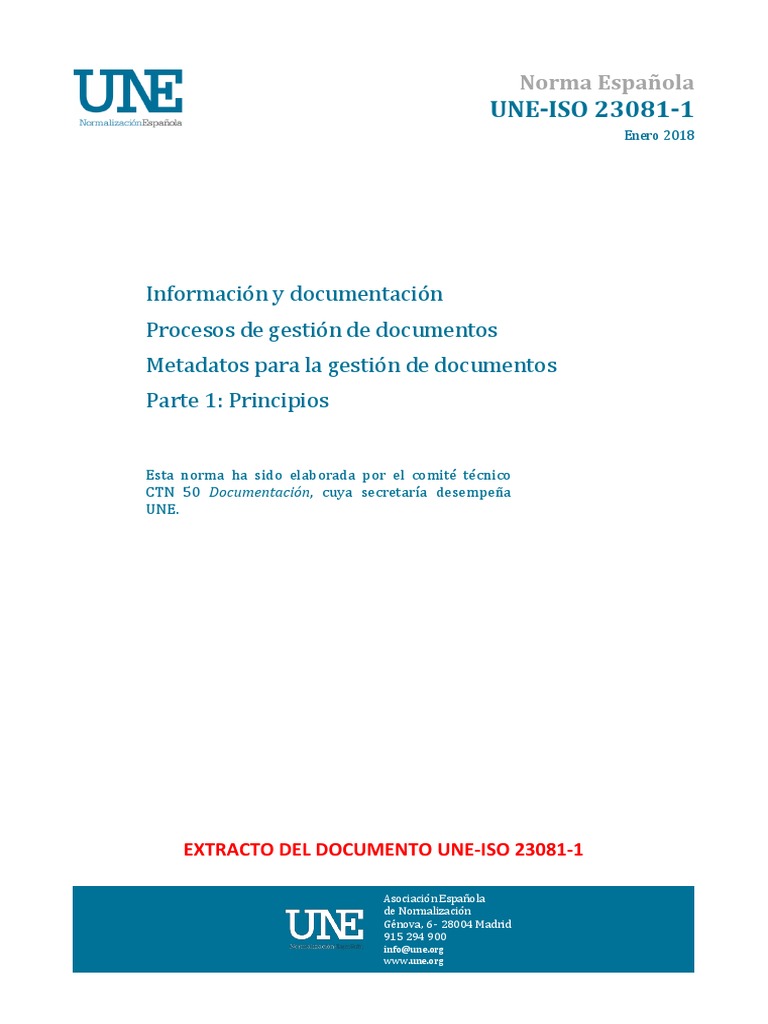 (Ex) Une Iso - 23081 1 2018 | PDF | Metadatos | Informática