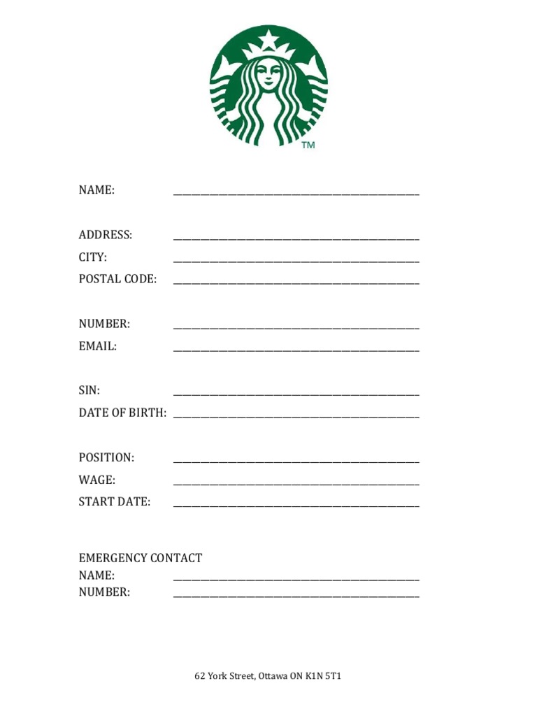 Starbucks Employee Form | PDF