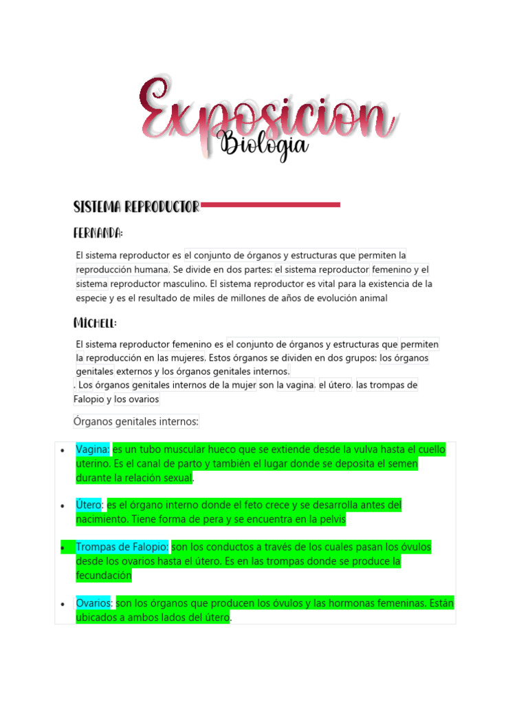 Sistema Reproductor Biología | PDF | Sistema reproductivo | El embarazo