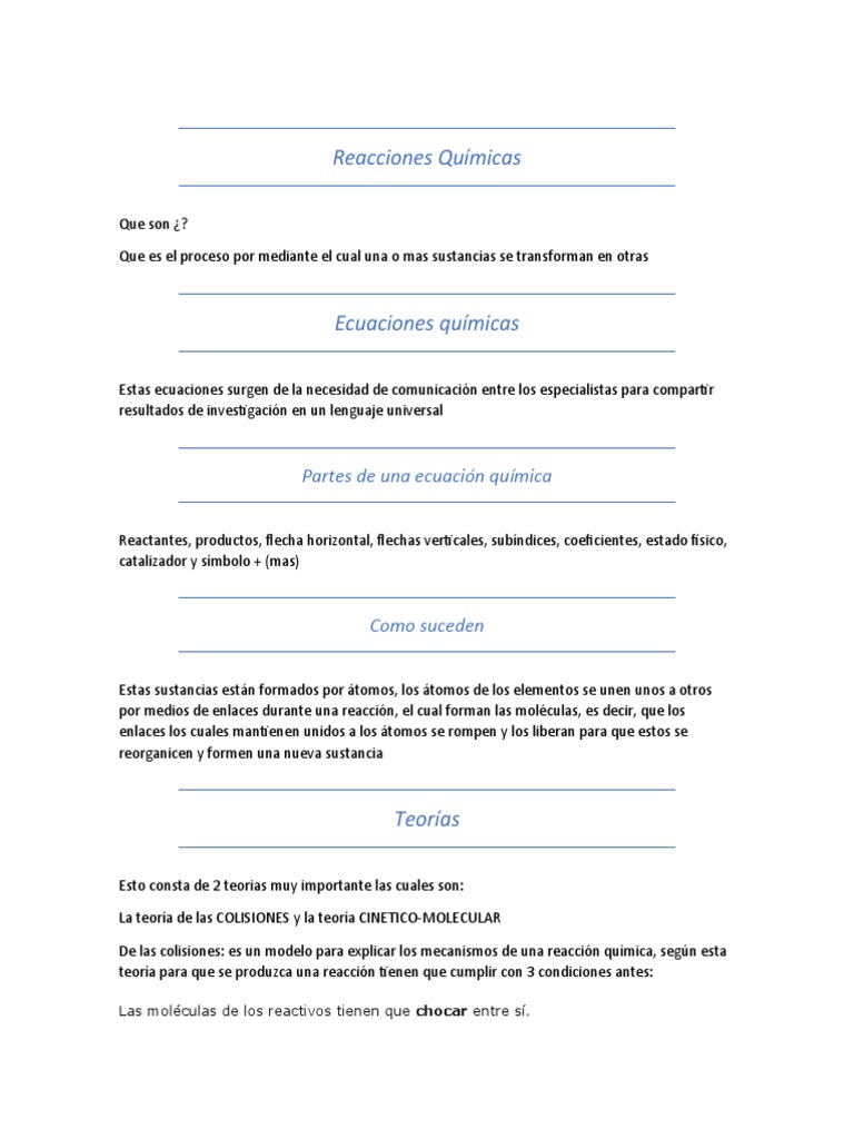 Reacciones Químicas | PDF | Ciencia y matemáticas