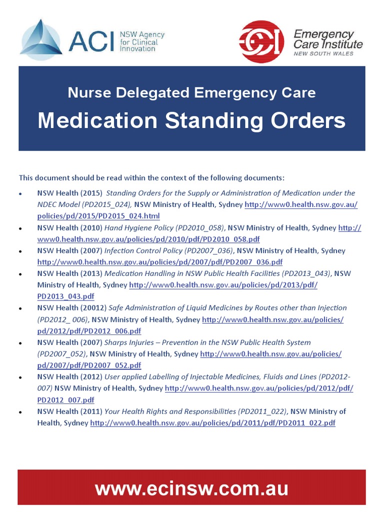 NDEC Medication Standing Orders General Information | PDF ...