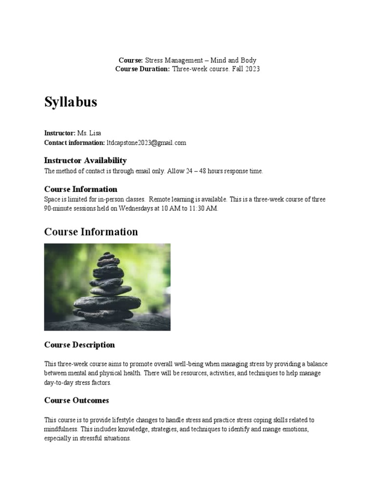 hw499 Capstone Unit 2 Assignment Syllabus Lisa Tulka Deroche | PDF | Stress (Biology) | Clinical ...