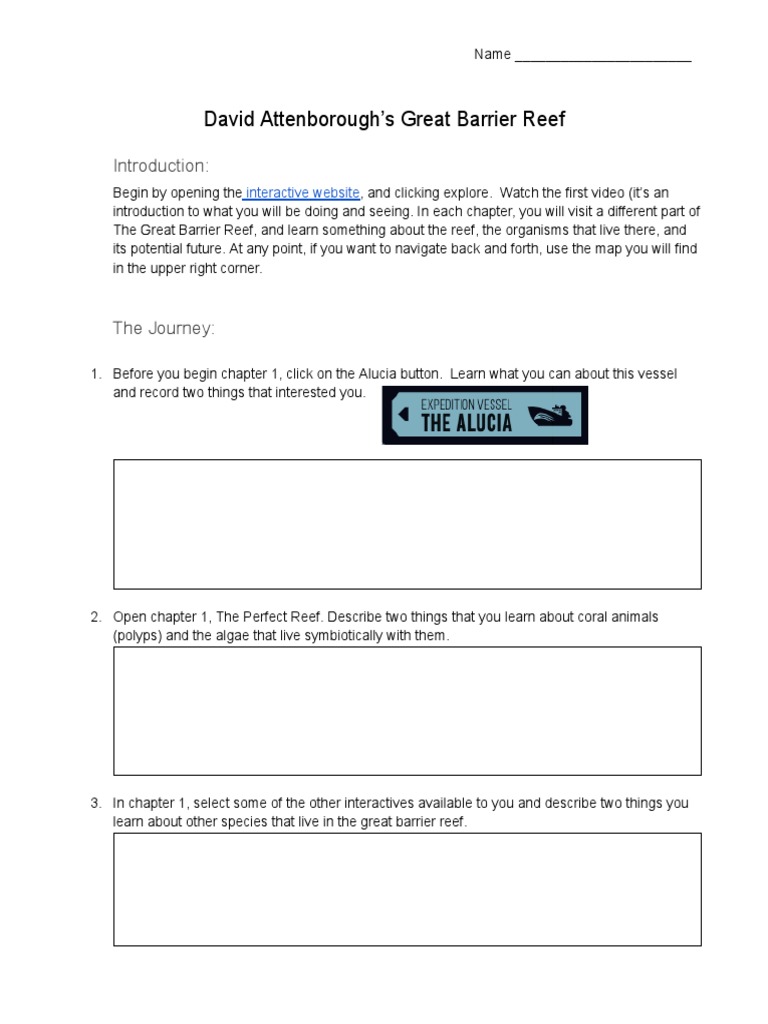 Unit 1.3 David Attenborough's Great Barrier Reef | PDF | Coral Reef ...