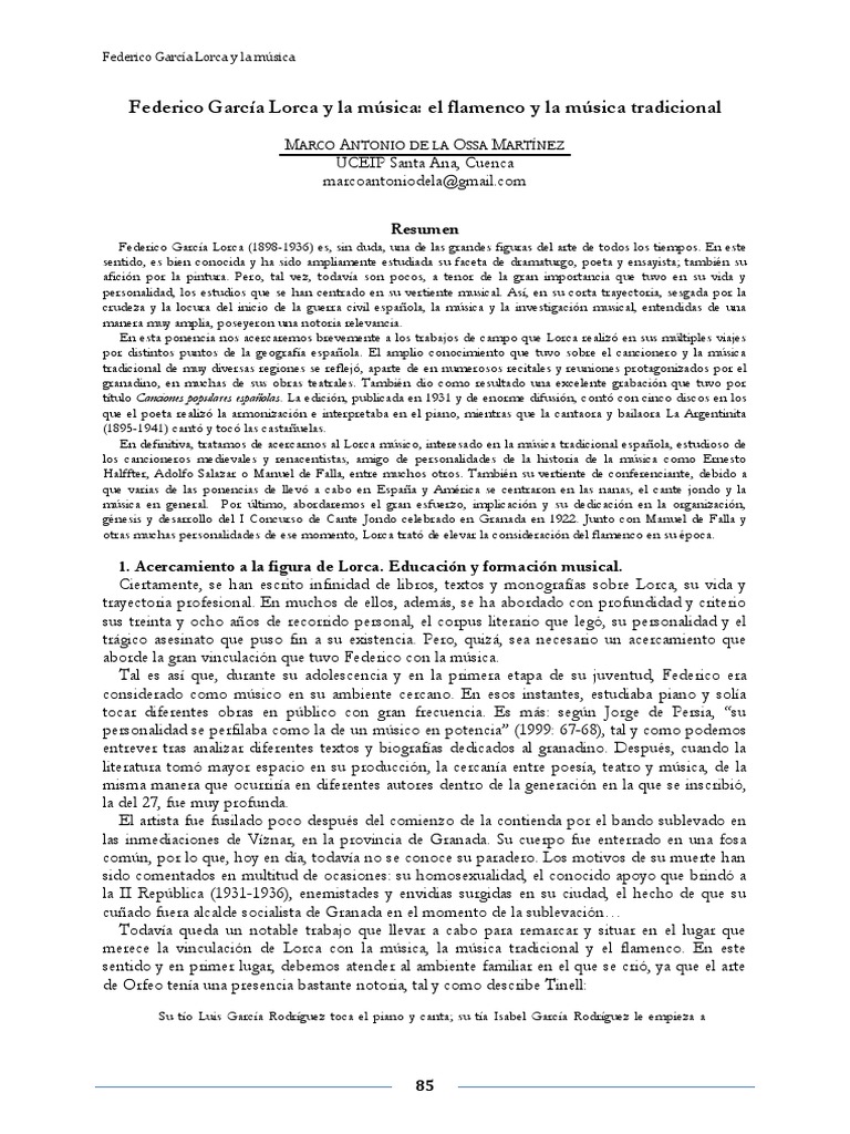 Federico García Lorca y La Música: El Flamenco y La Música Tradicional ...