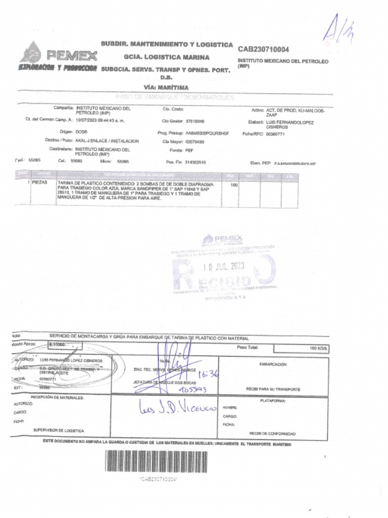 02 Avisos de Embarques Akj - Kum 10.07.2023 | PDF