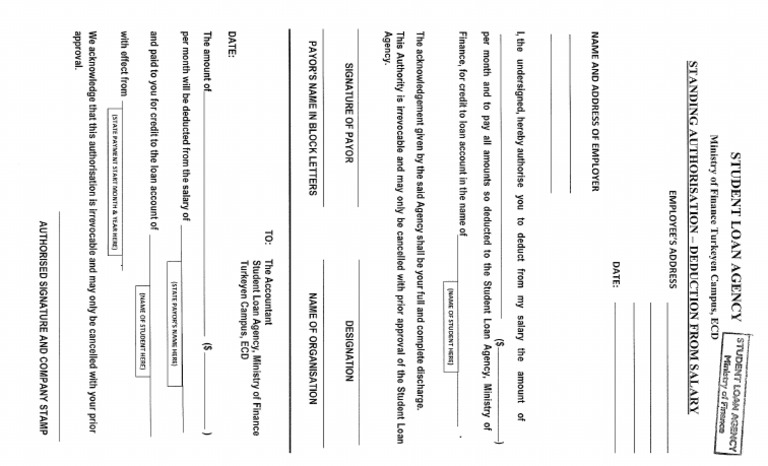 SLA Salary Deduction Authorization Form | PDF